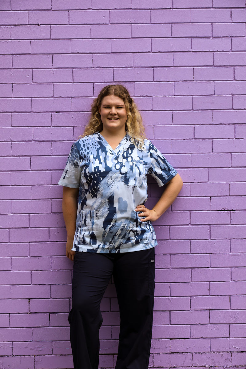 Ocean Scribbles Printed Scrub Top - Unisex – Scrub Turkey