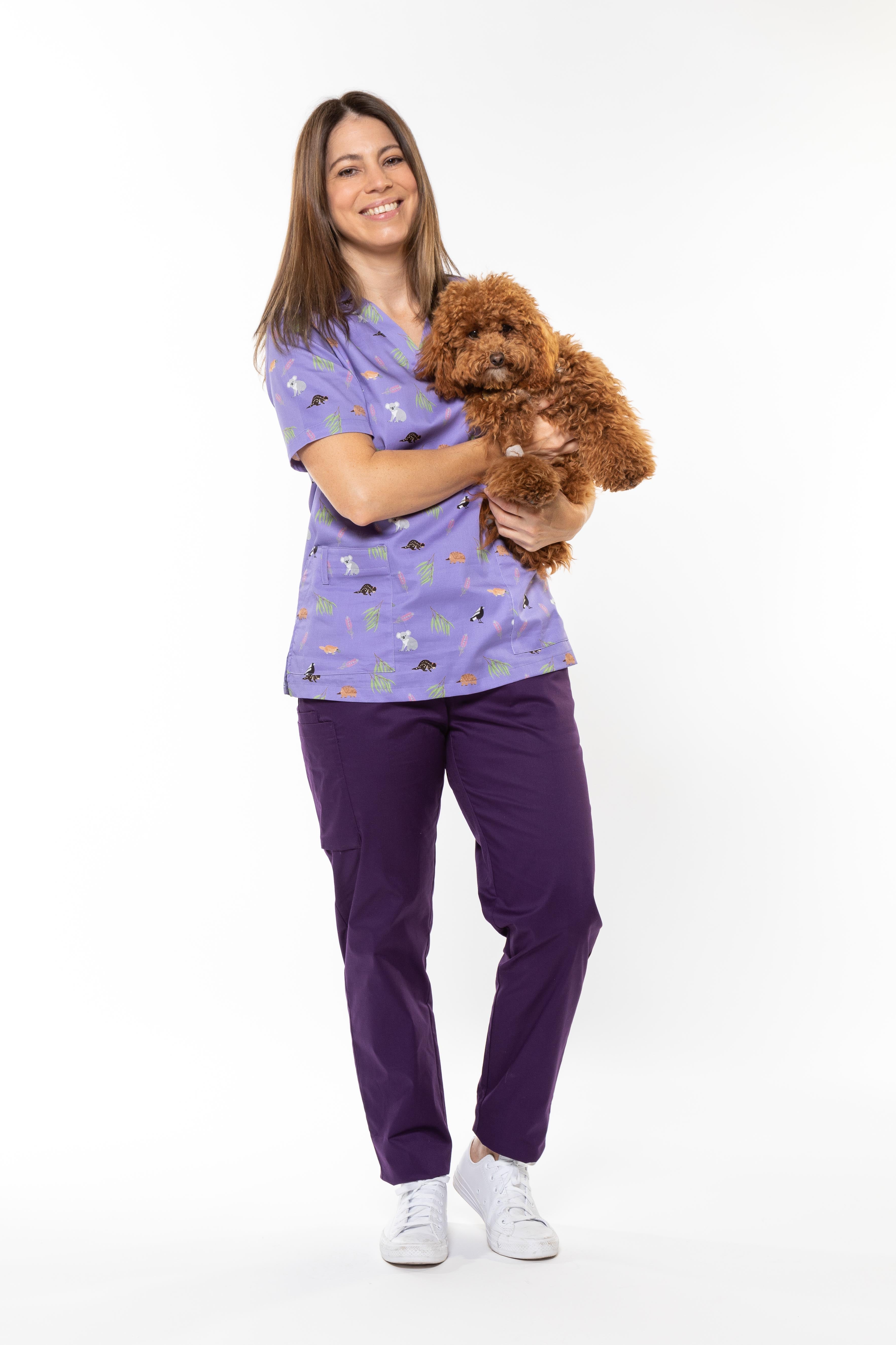 Bush Friends - Lilac - Women's Printed Scrub Top – Scrub Turkey