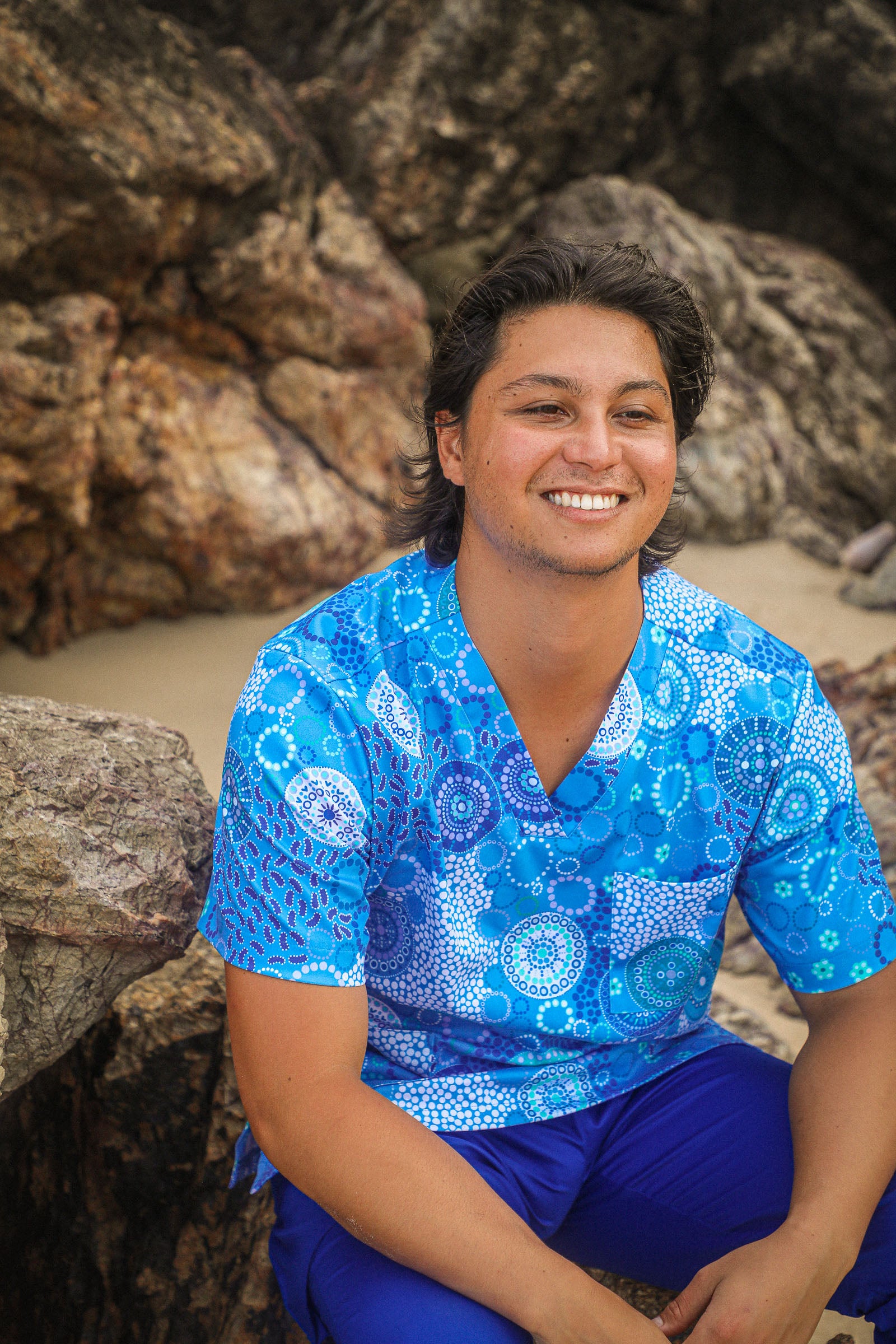 Seaside Healing Blue - Unisex Printed Scrub Top – Scrub Turkey